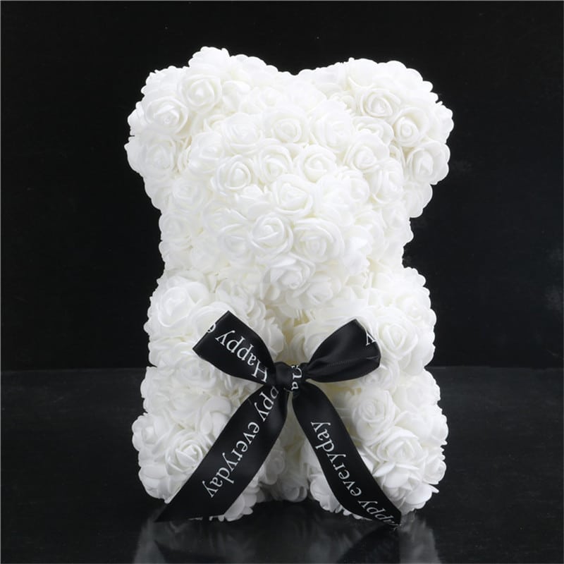 Rose teddybjörn med en rosett för Alla hjärtans dag • Min Gosedjur